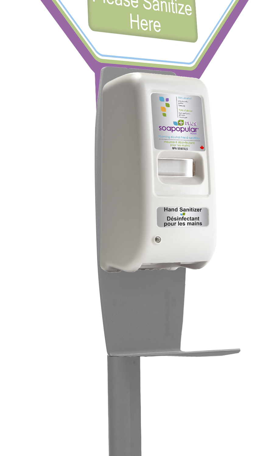 Black Adjustable Dispenser Stand System with Alcohol White Dispenser ...