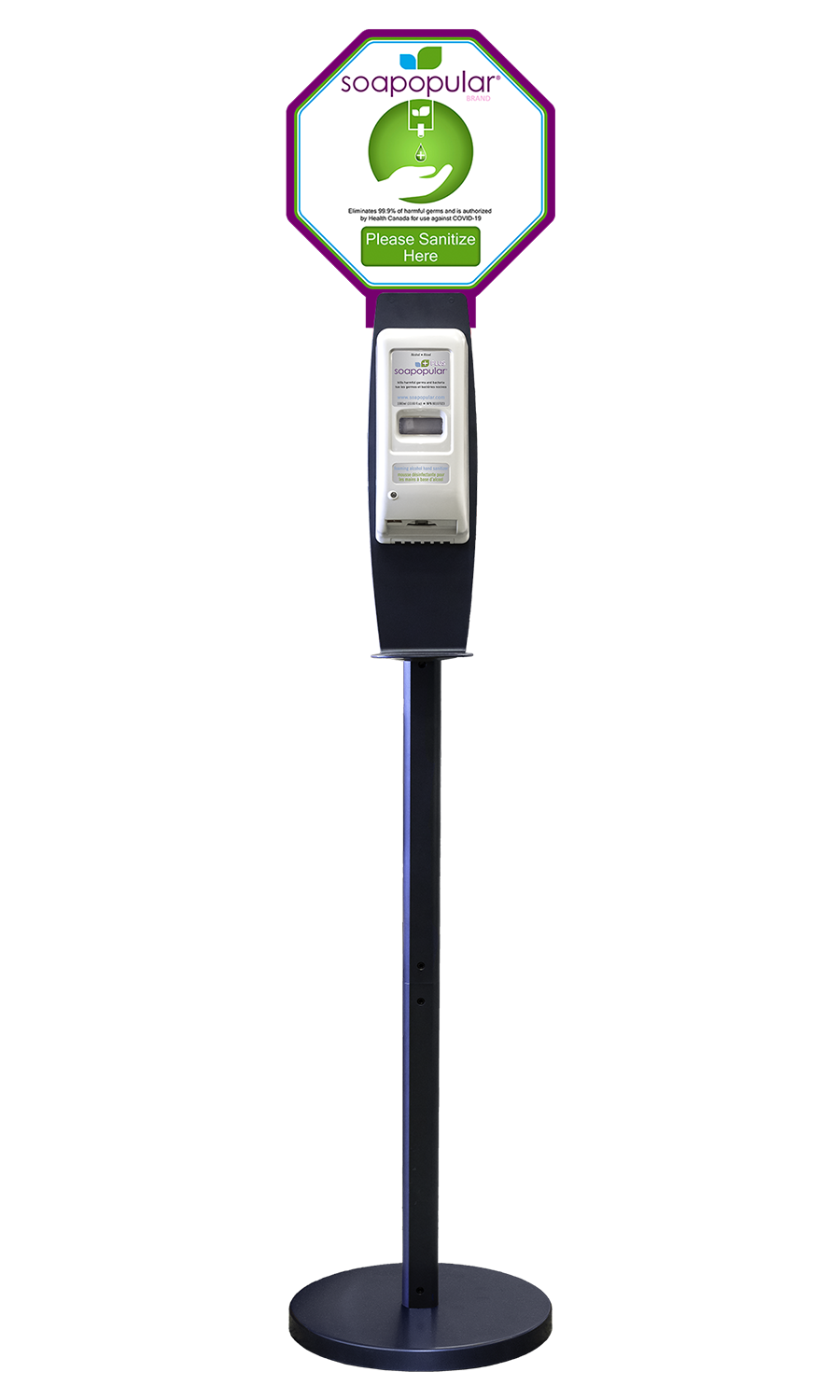 Black Adjustable Dispenser Stand System with Alcohol Free White ...